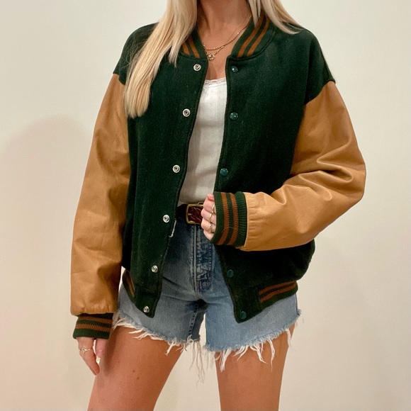 Vintage | Jackets & Coats | Vintage Leather Wool Varsity Letterman ...